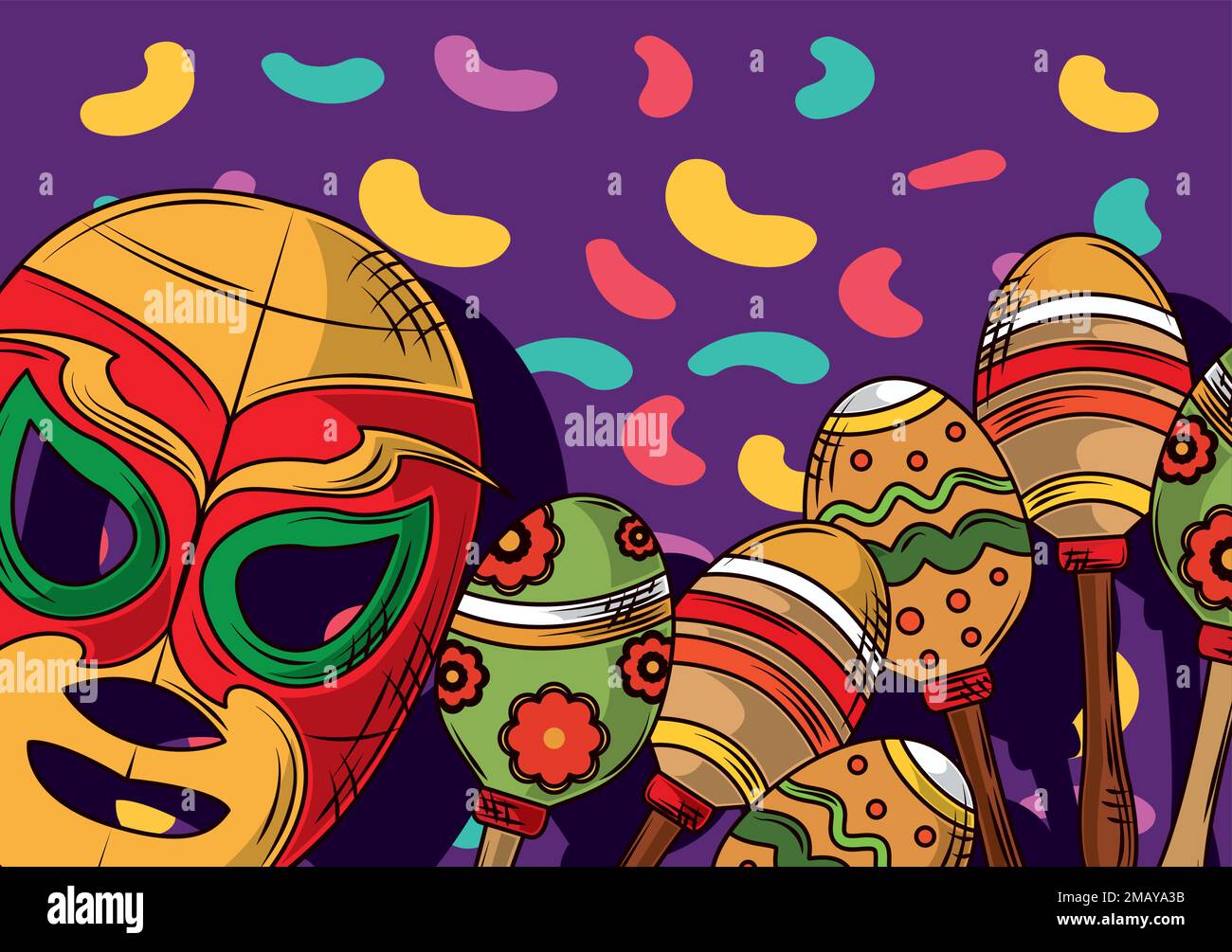 mexican wrestling and maracas Stock Vector Image & Art - Alamy