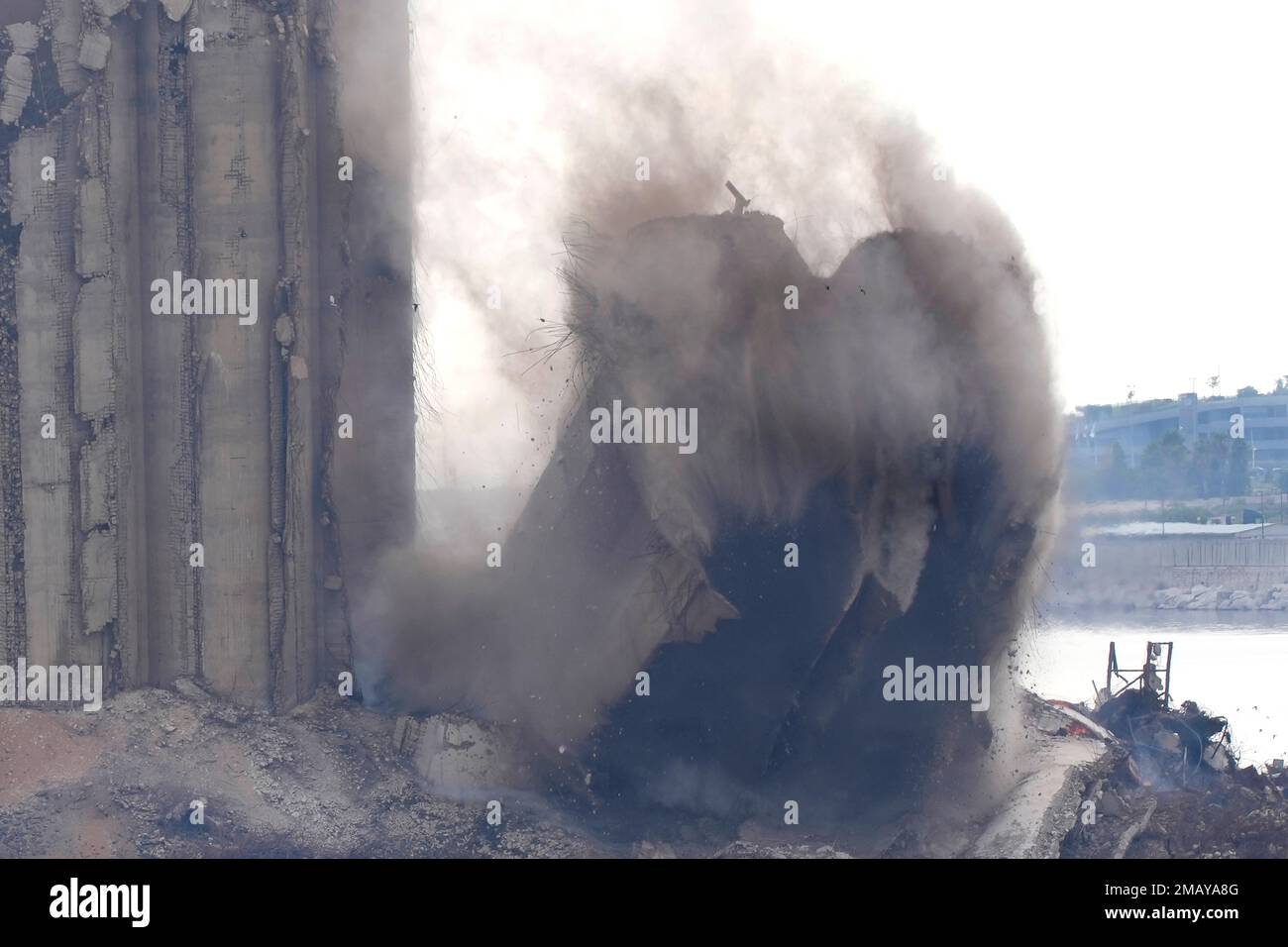 A left part of the silos damaged during the August 2020 massive ...
