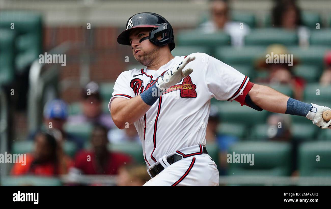 Atlanta Braves third baseman Austin Riley (27) is shown against the ...