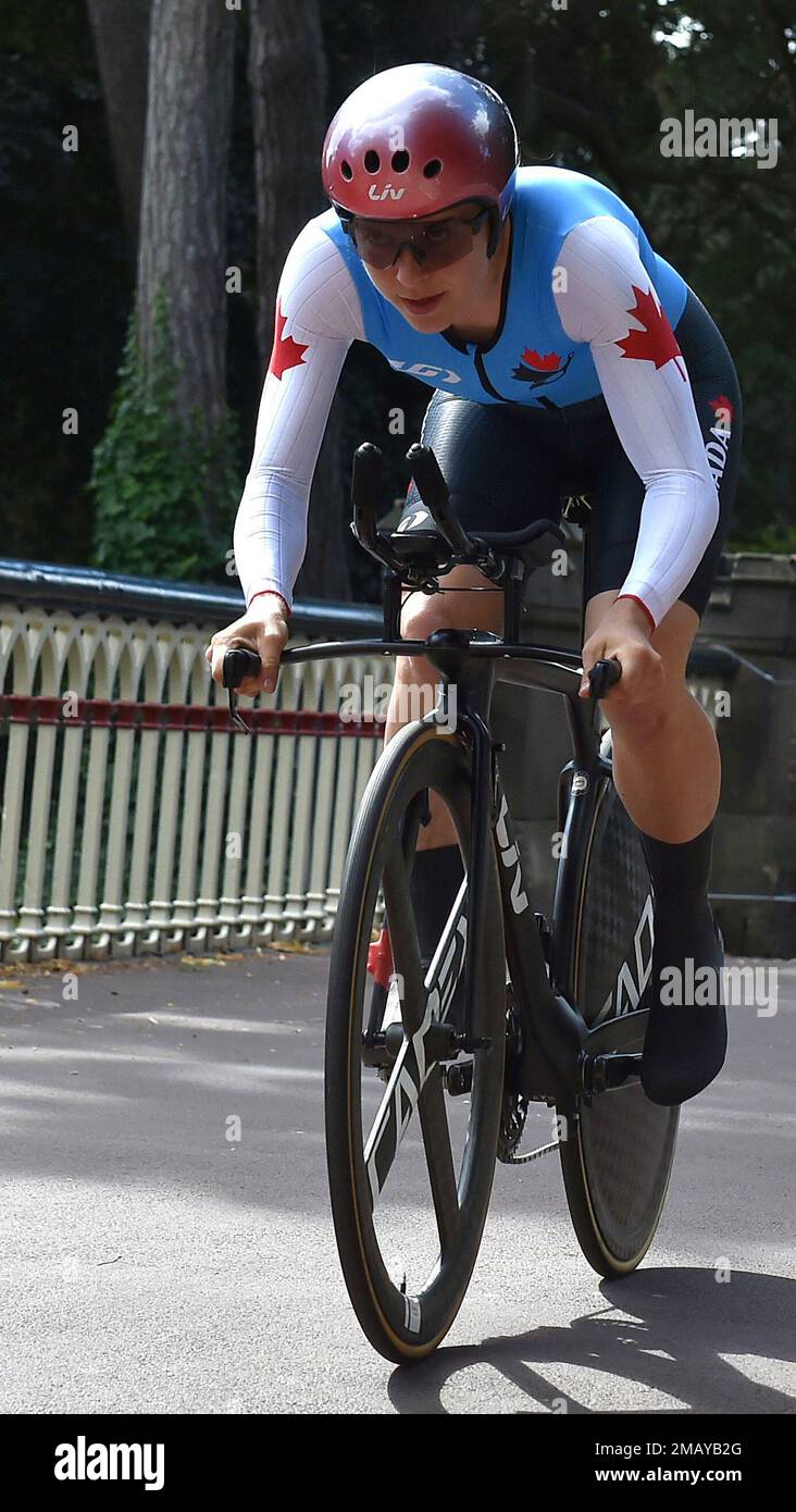 Alison Jackson of Canada competes in the women's cycling individual ...