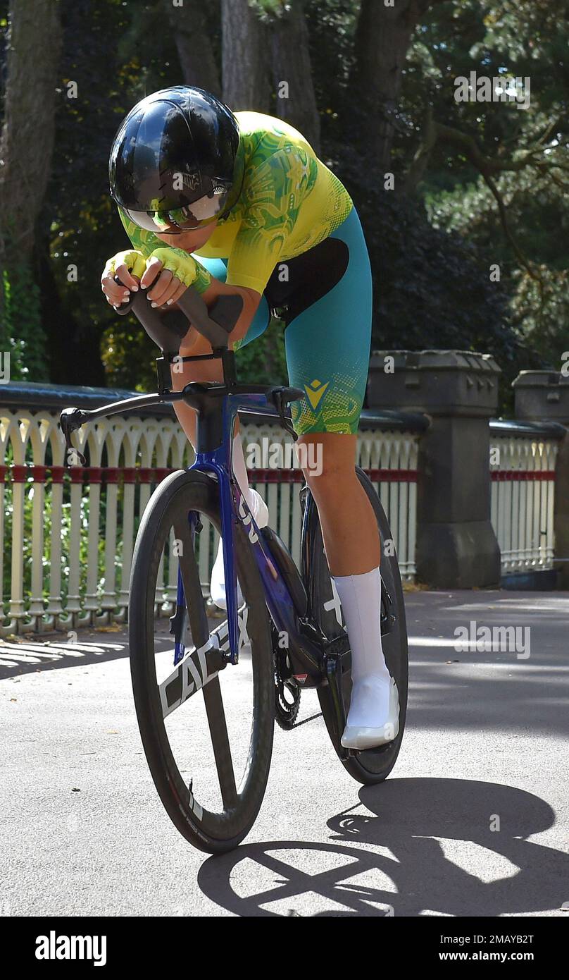 Georgia Baker of Australia competes in the women's cycling individual ...