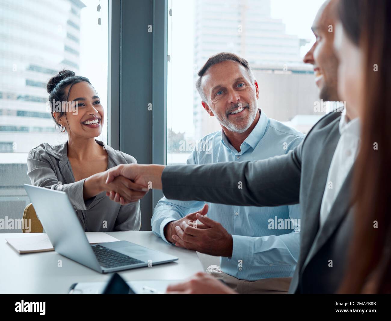 Handshake, business meeting and teamwork collaboration, b2b ...