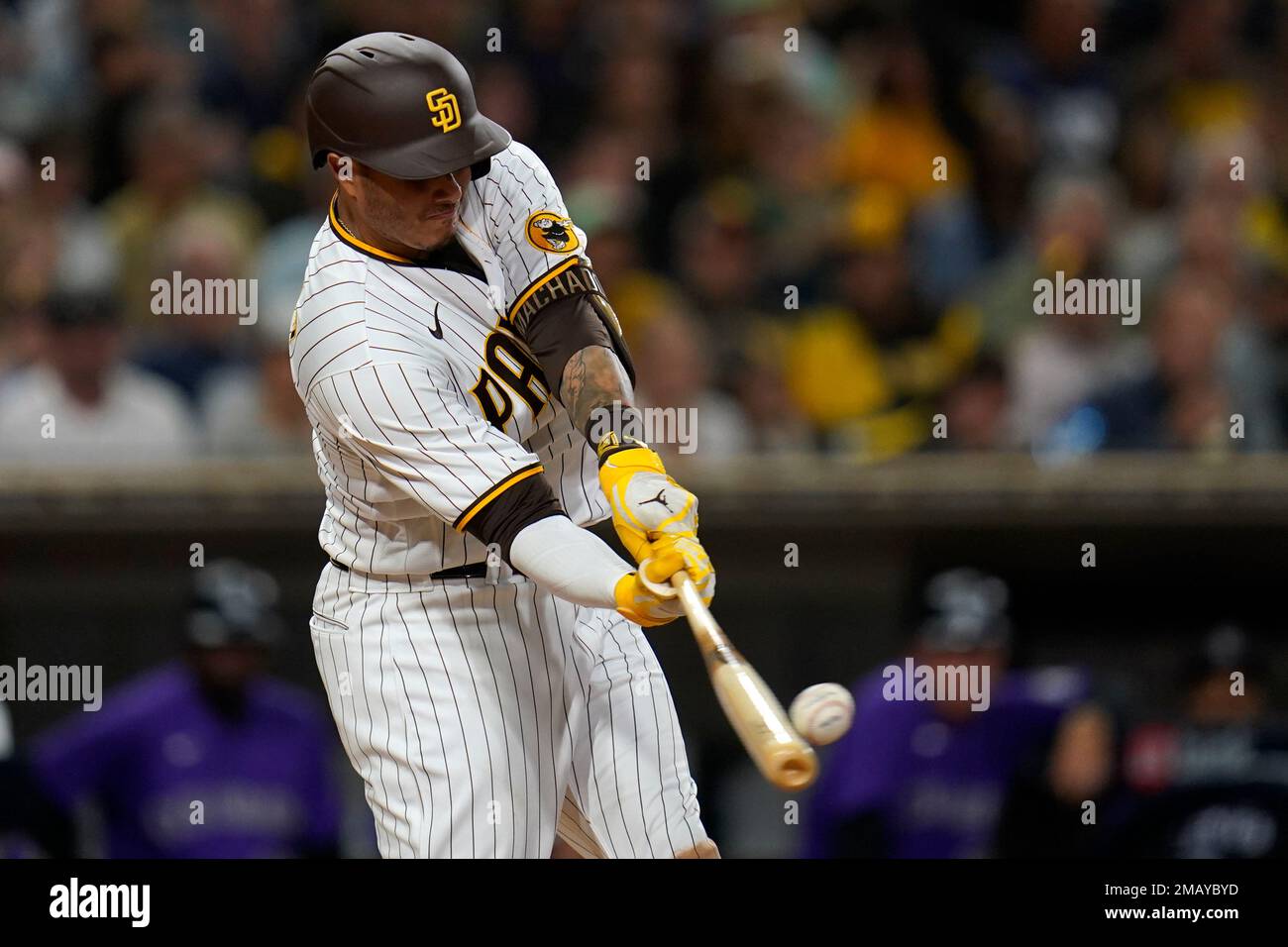 San Diego Padres' Manny Machado hits a home run against the Colorado ...