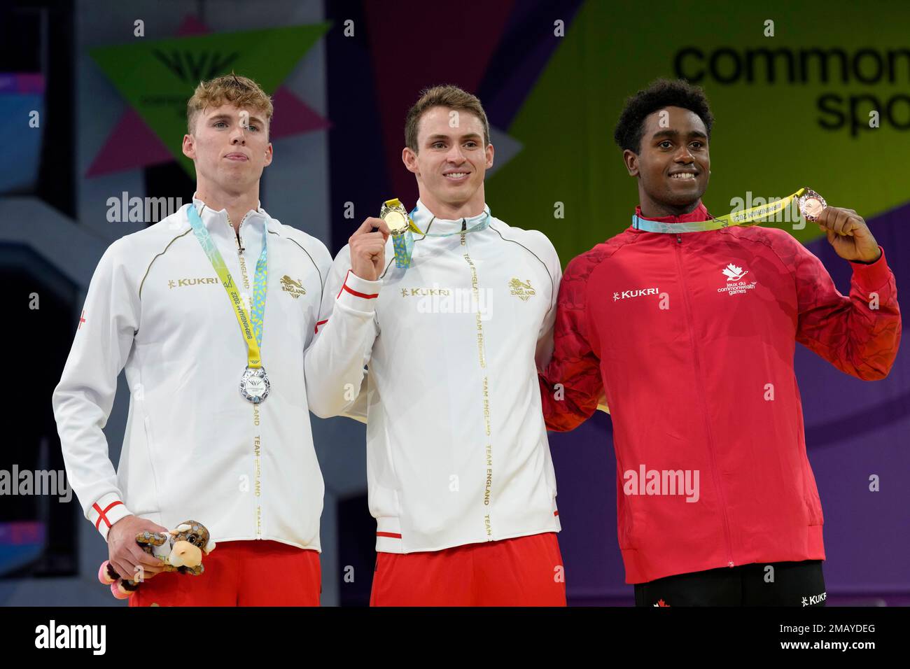 Silver medalist Edward Burras of England, gold medalist Benjamin Proud ...