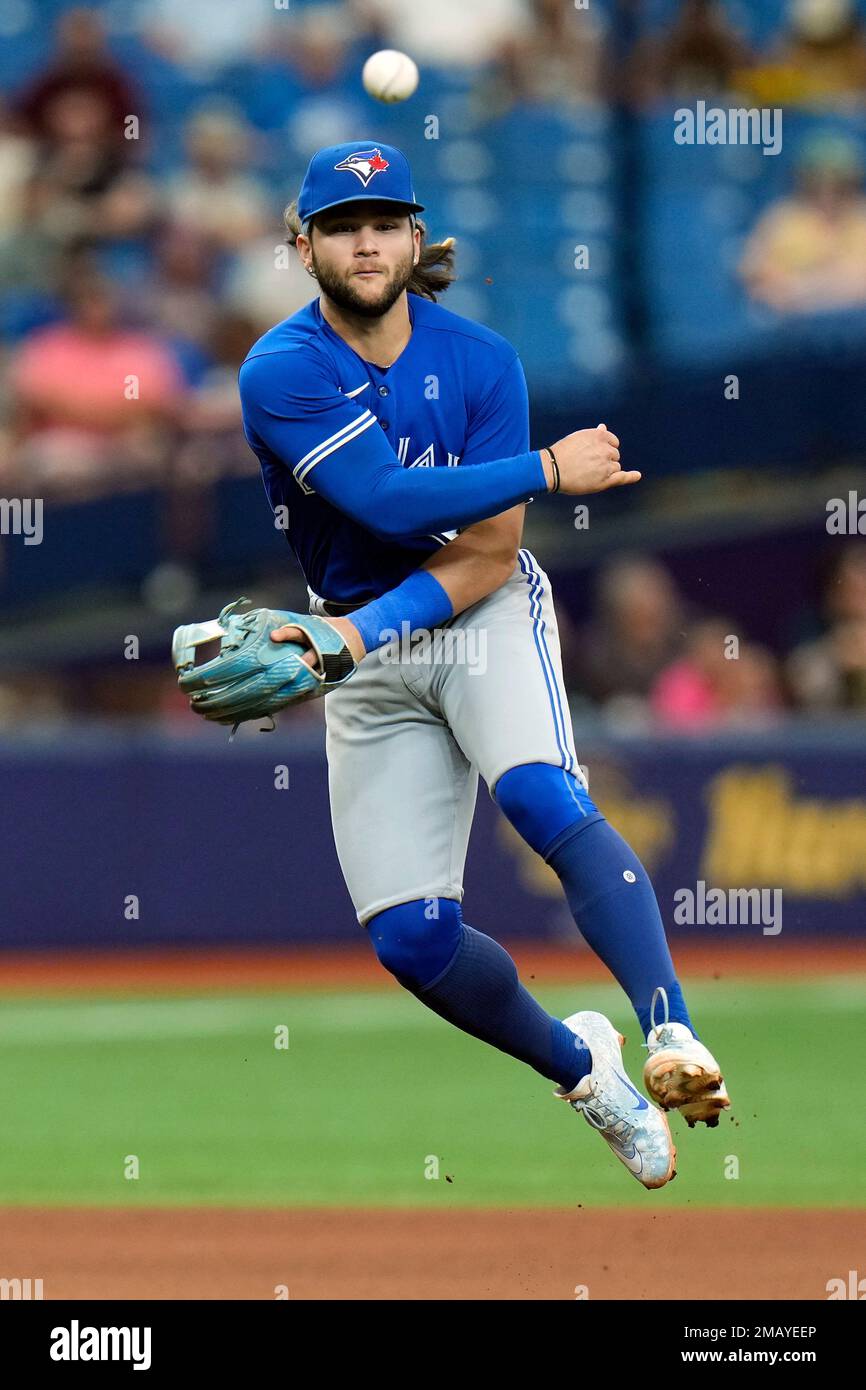 Toronto Blue Jays shortstop Bo Bichette throws out Tampa Bay Rays' Rene ...