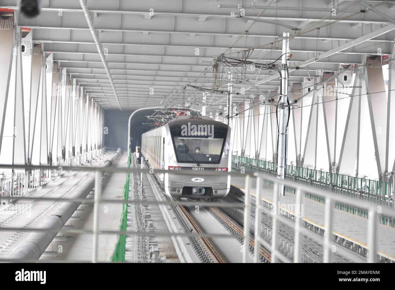 The first rail station built on the river-crossing bridge - Zengjiayan ...