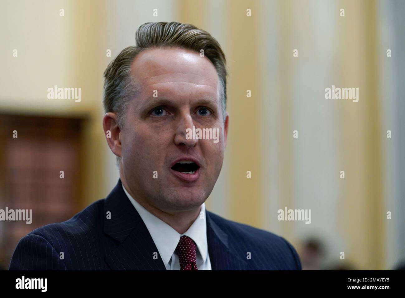 John Gore, a partner with Jones Day, speaks during a Senate Rules and ...