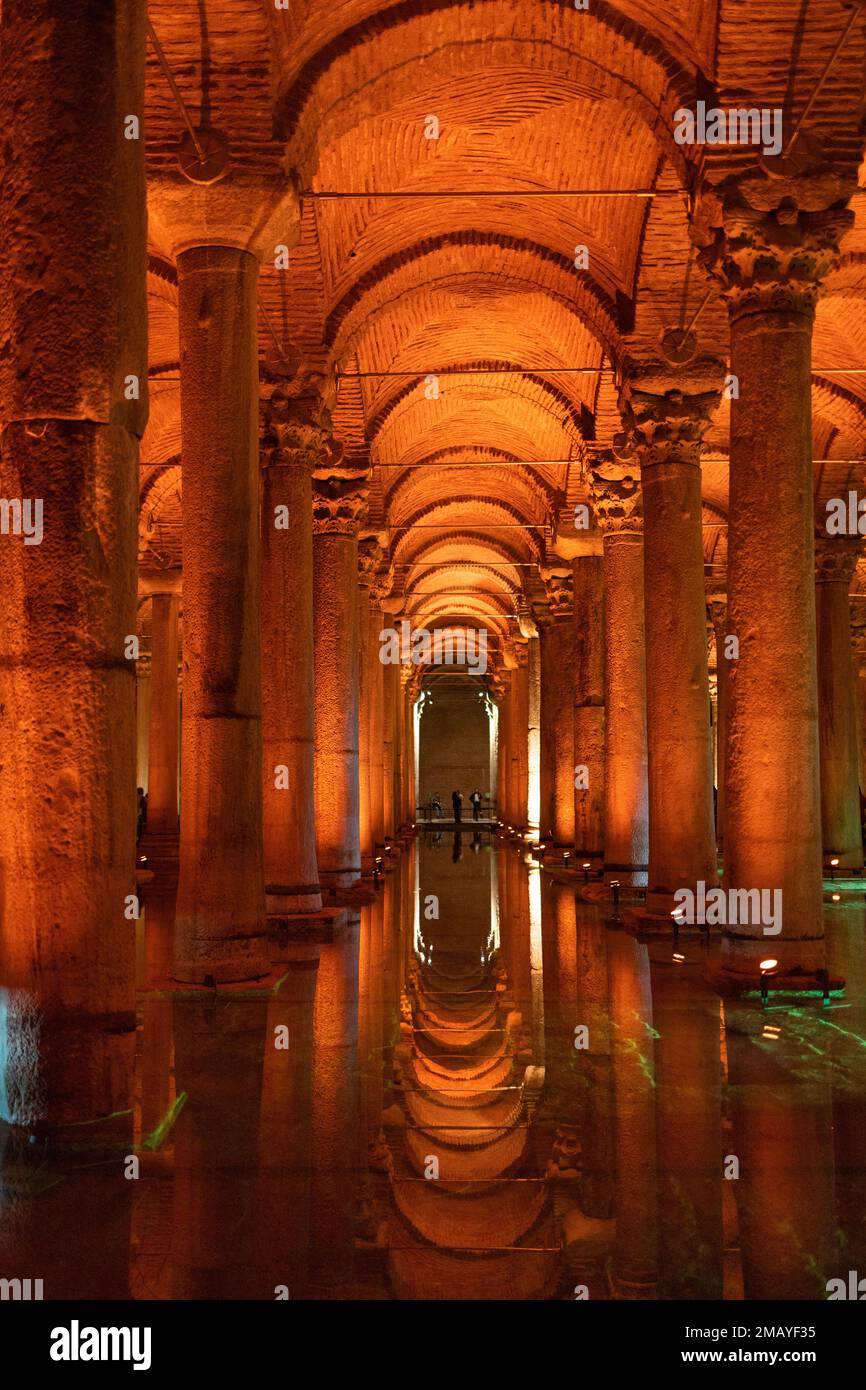 The Basilica Cistern is the largest of several hundred ancient cisterns ...