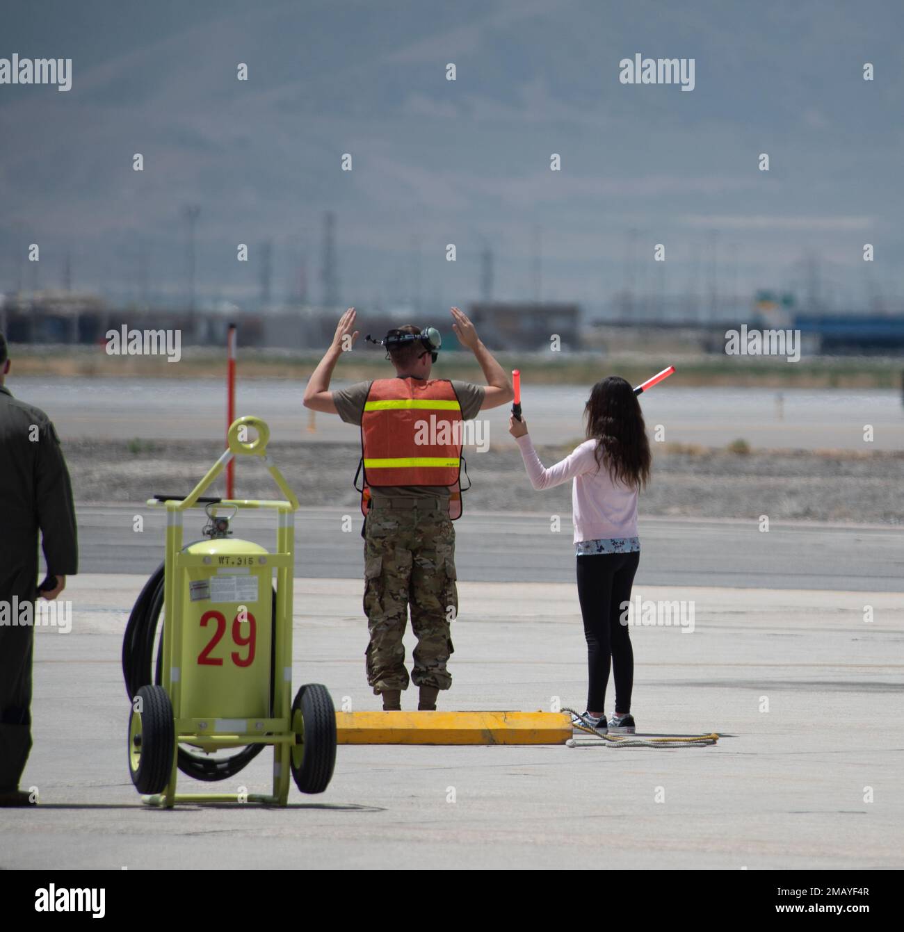 Air Force Lt Col Dan Hale family member learns how to marshall in his ...
