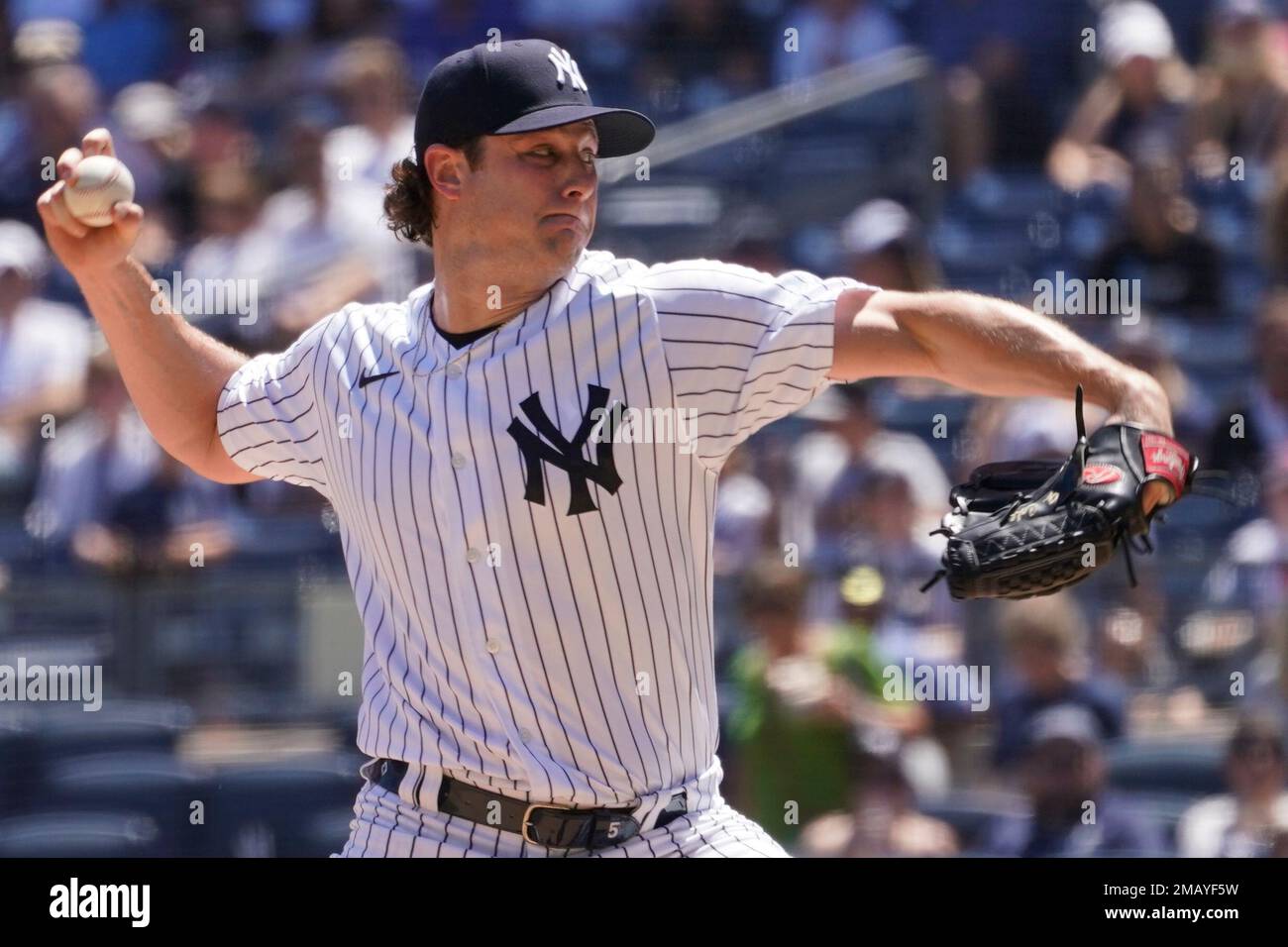 New York Yankees pitcher Gerrit Cole delivers against the Seattle ...