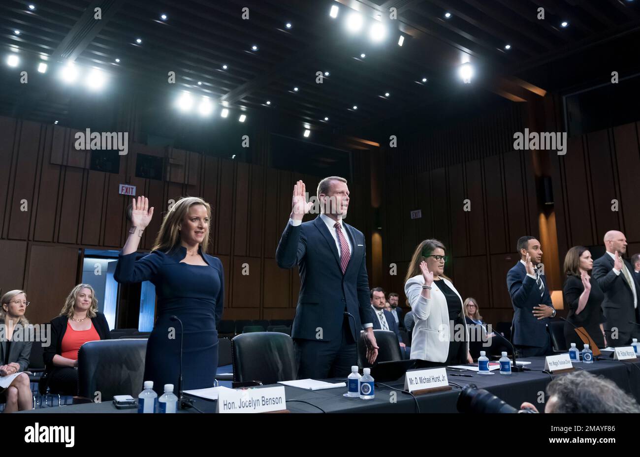 From left, Jocelyn Benson, Michigan secretary of state, D. Michael ...