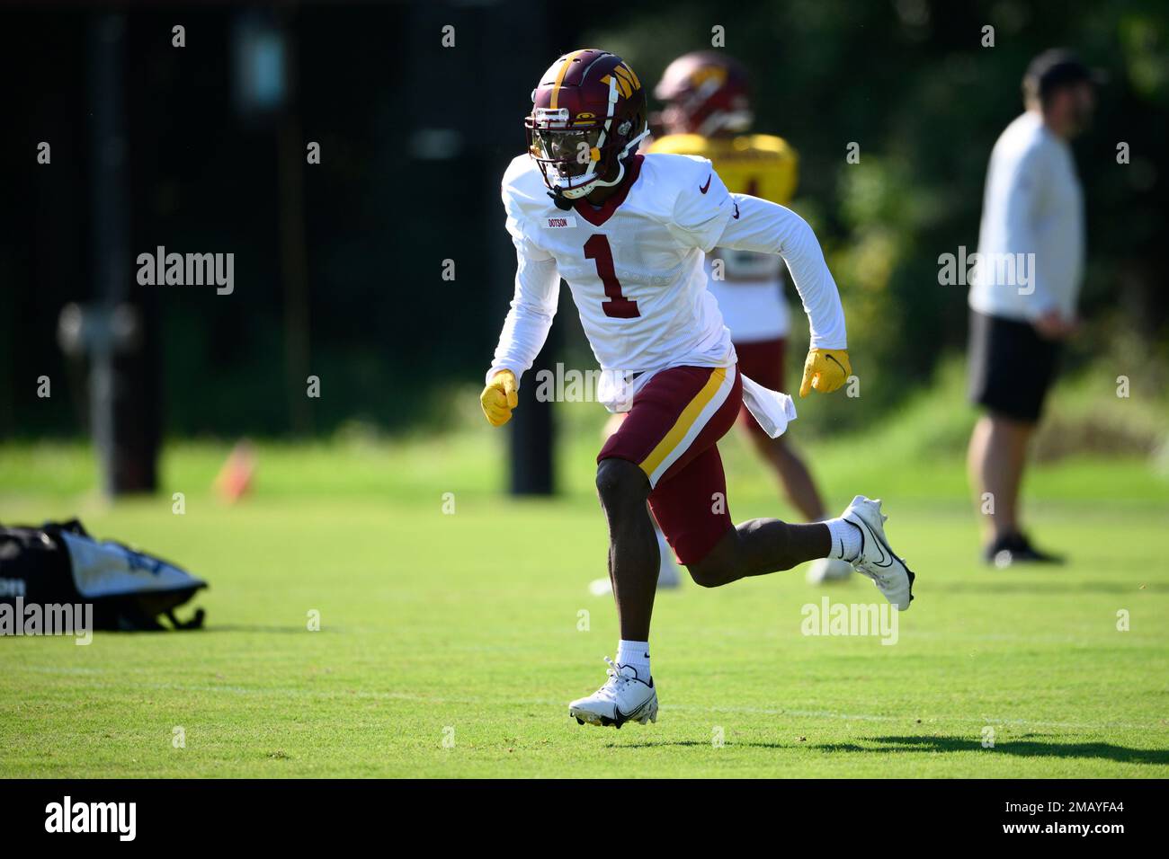 Washington Commanders Wide Receiver Jahan Dotson 1 In Action During