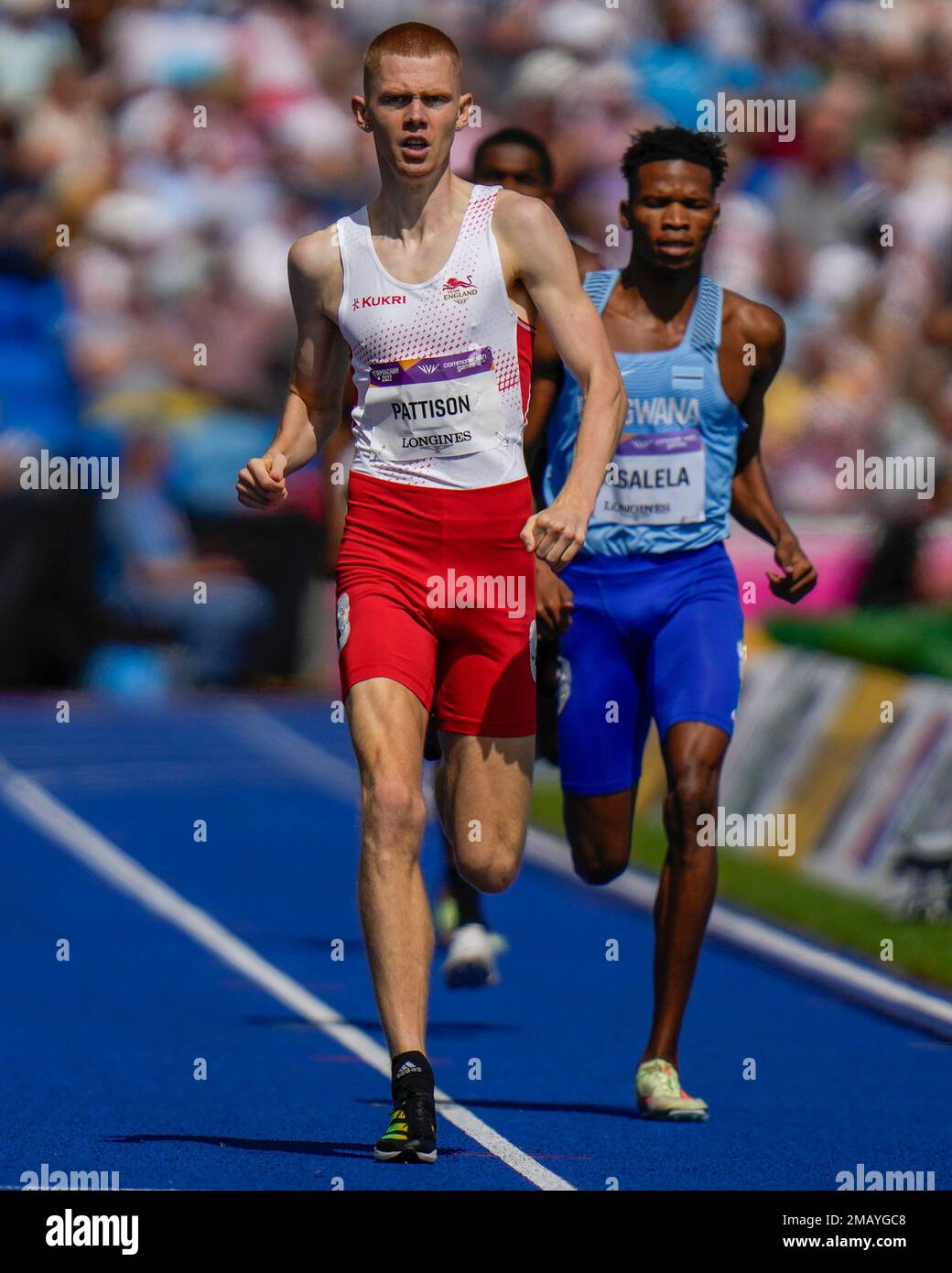 Ben Pattison, left, of England competes in his heat of the men's 800 ...
