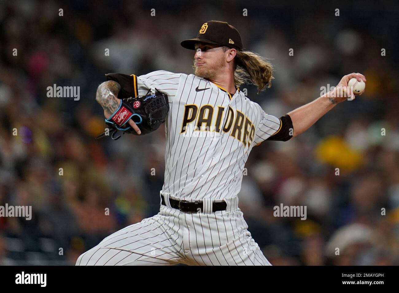 San Diego Padres relief pitcher Josh Hader works against a Colorado ...