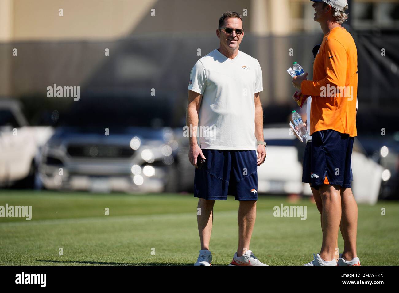 Denver Broncos general manager George Paton looks on during the NFL ...