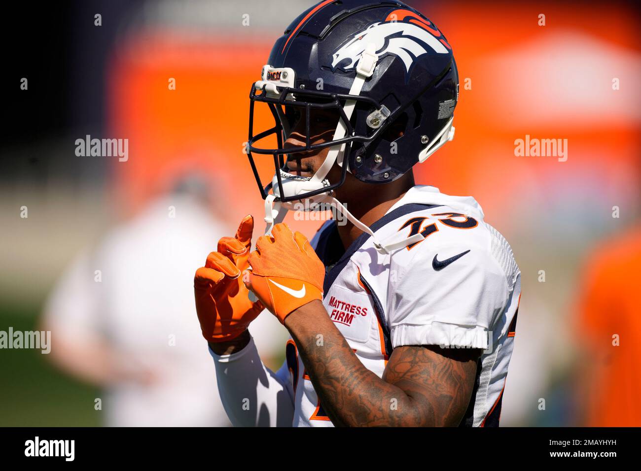 Denver Broncos cornerback Ronald Darby (23) takes part in drills during ...