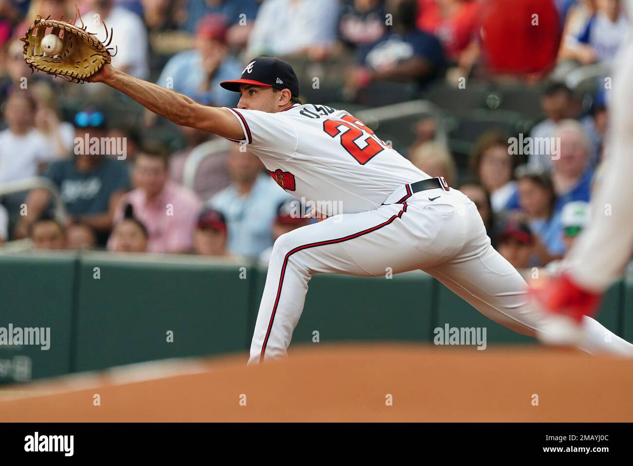 Atlanta Braves first baseman Matt Olson (28) is shown in action against ...
