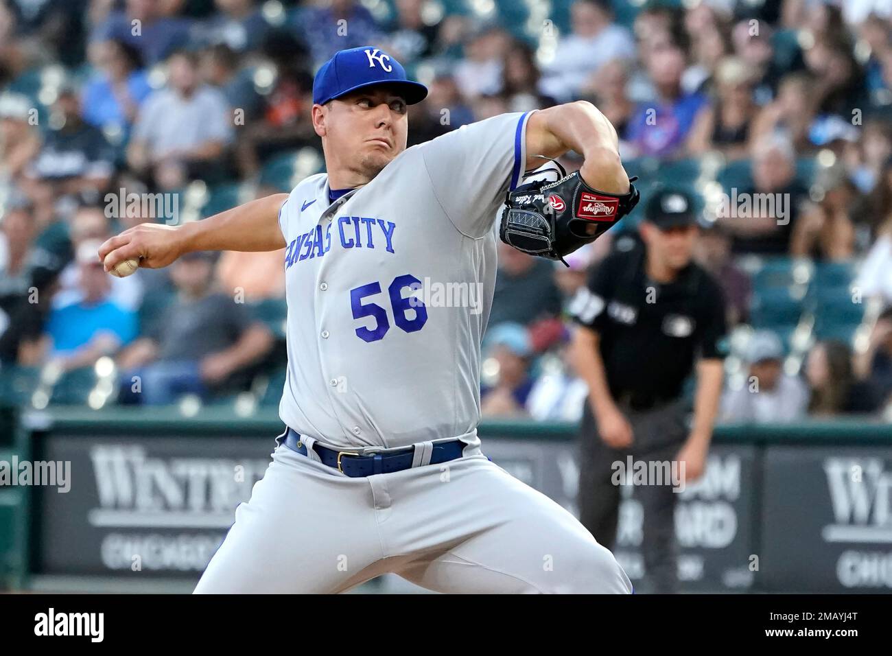 Kansas City Royals starting pitcher Brad Keller delivers during the ...
