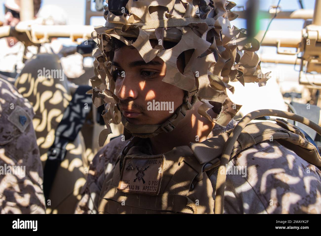 U.S. Marine Corps Lance Cpl. Abel Perez, a low altitude air defense ...