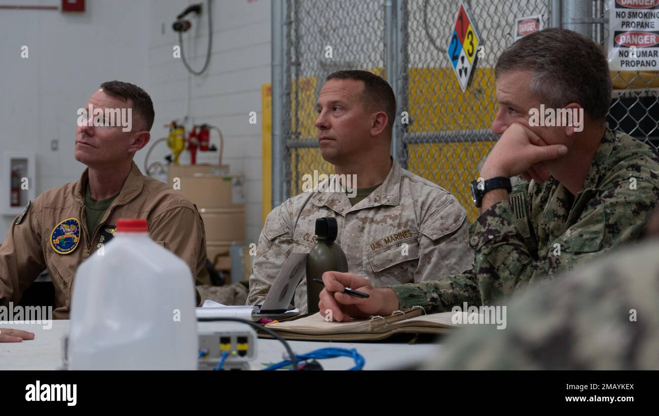 U.S. Marine Corps Col. Samuel L. Meyer, left, commanding officer, 13th ...