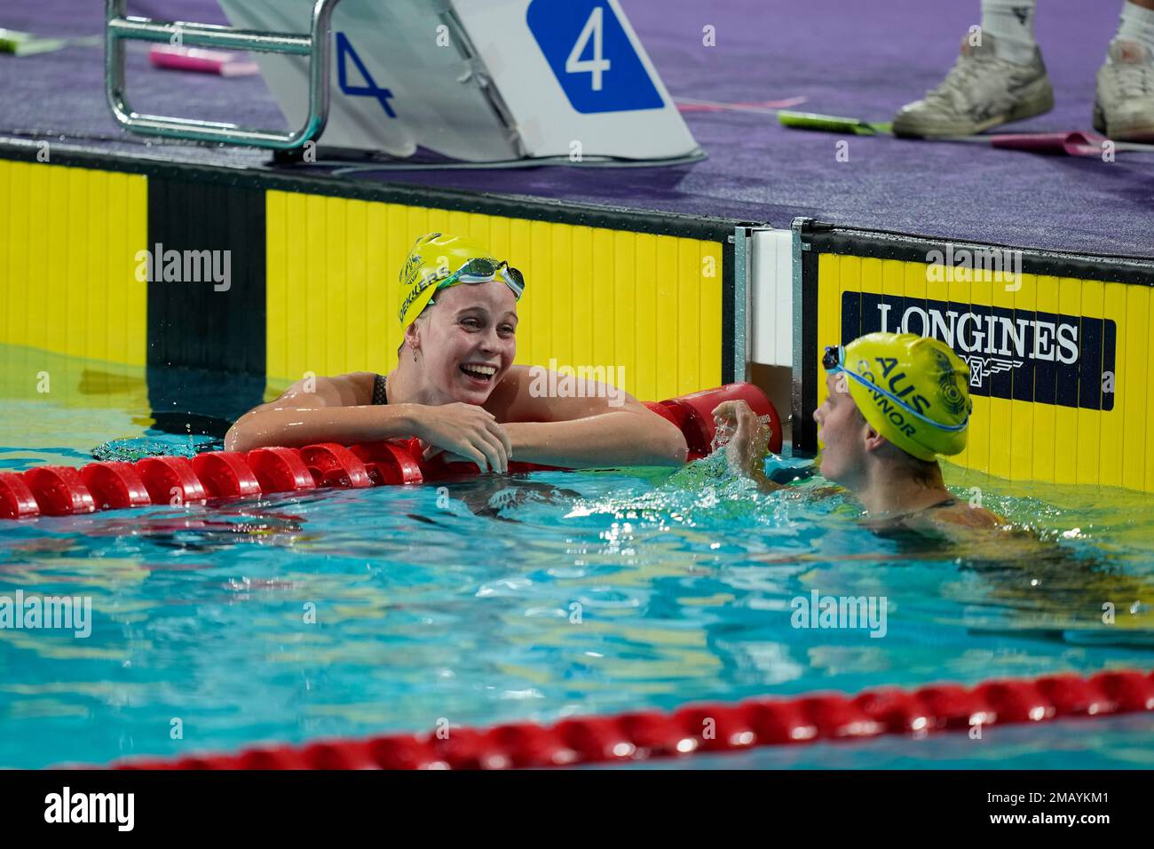Australia's winner Elizabeth Dekkers, left, celebrates with Abbey ...