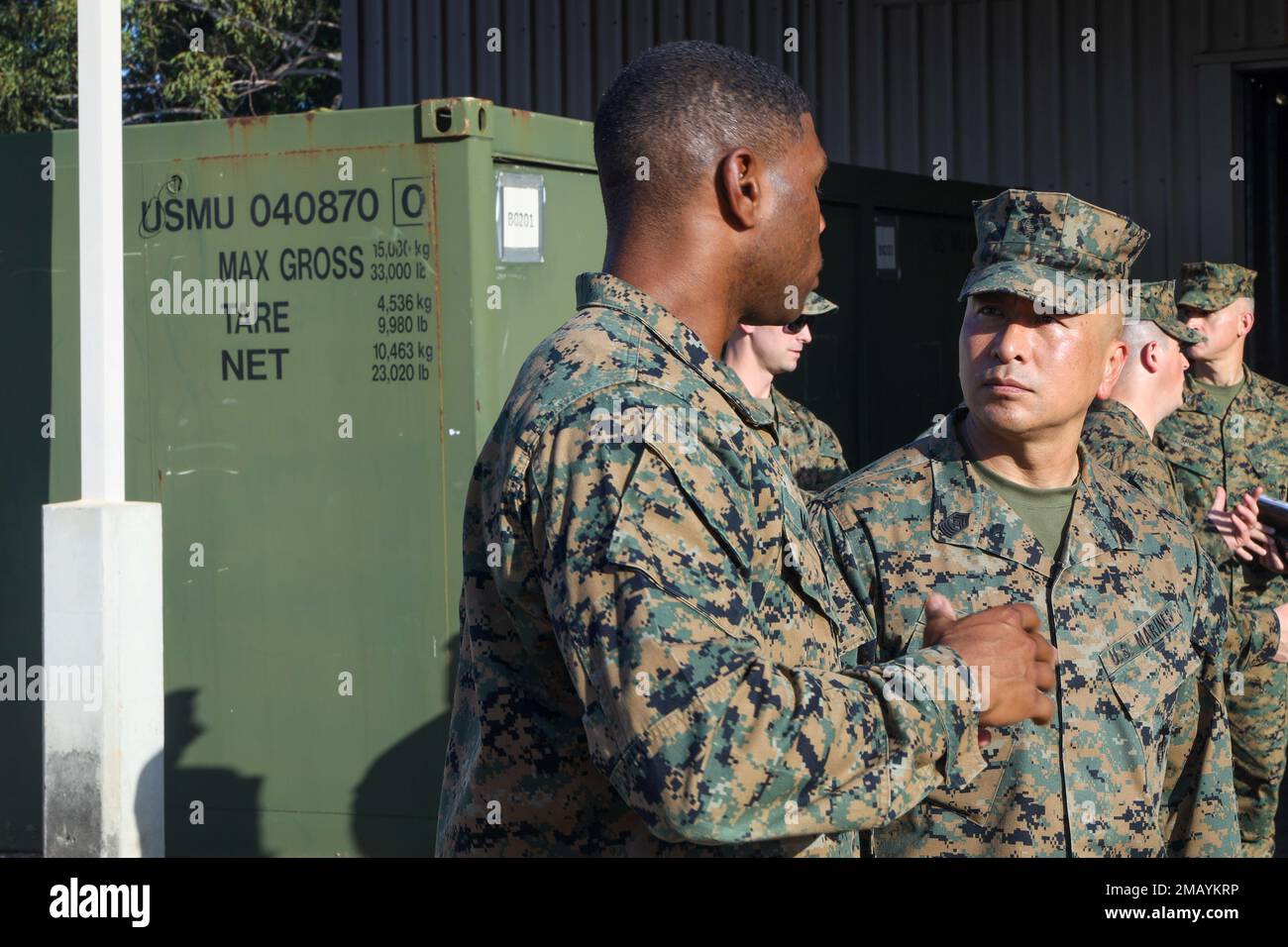A U.S. Marine provides feedback about the Marine Rotational Force ...