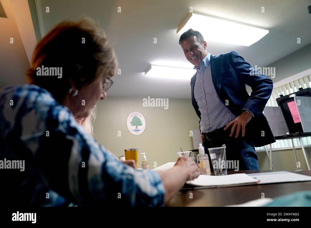 Former Missouri Gov. Eric Greitens votes in Missouri's primary election ...