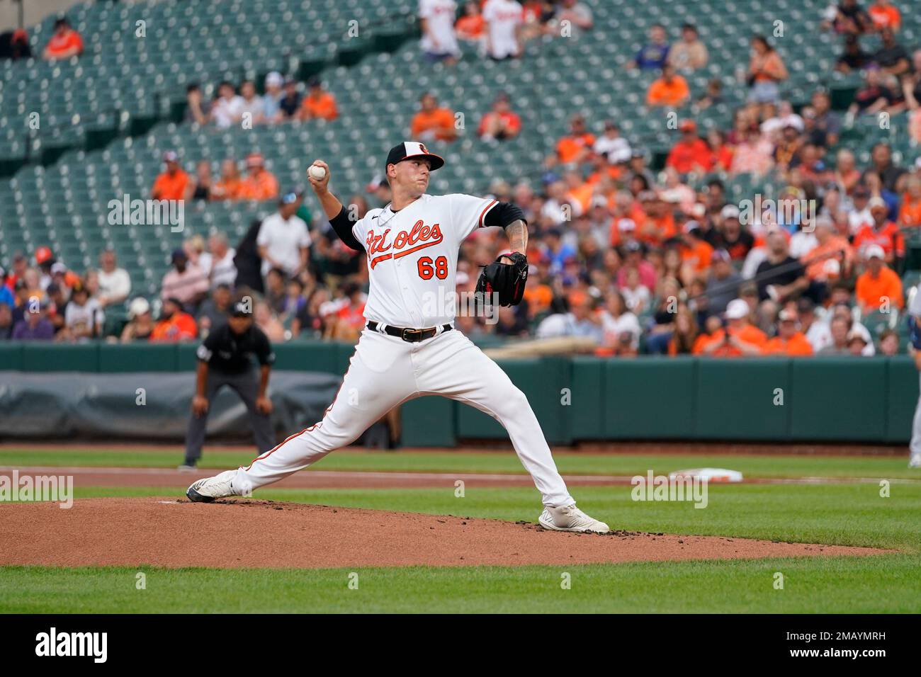 Baltimore Orioles starting pitcher Tyler Wells throws a pitch to the ...