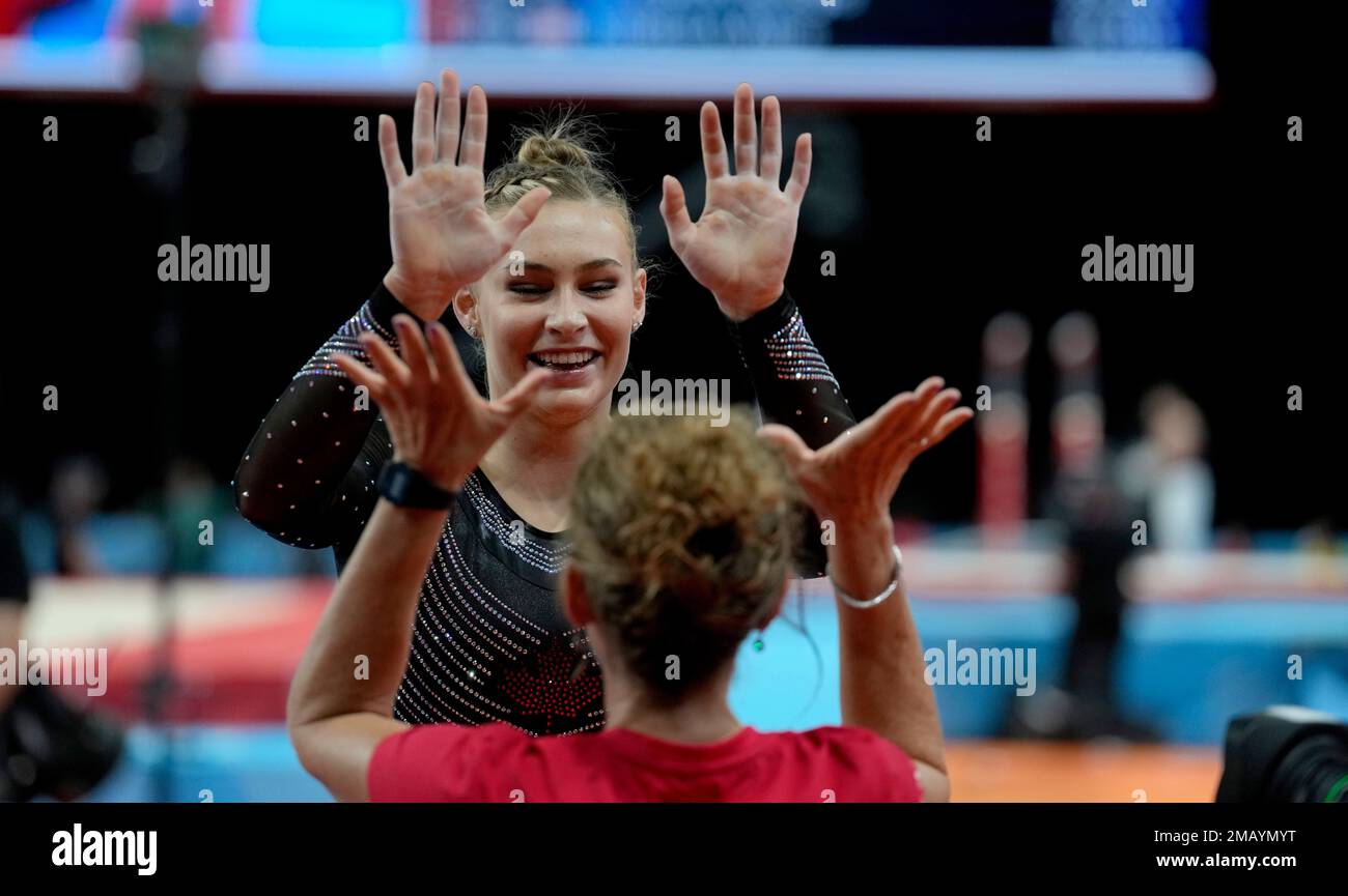 Emma Spence of Team Canada celebrates after competing in the Women's ...