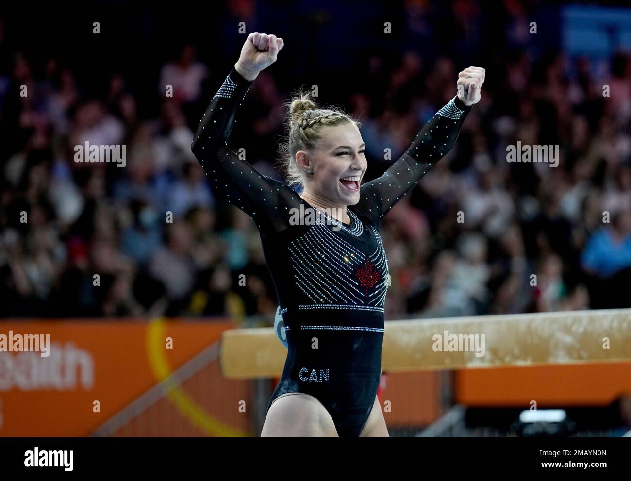 Emma Spence of Team Canada celebrates after competing in the Women's ...