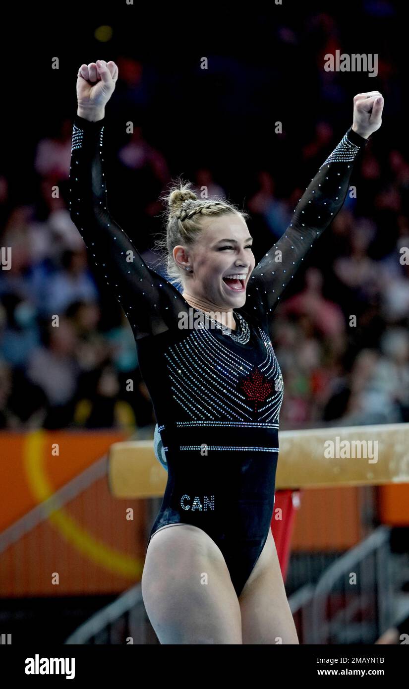 Emma Spence of Team Canada celebrates after competing in the Women's ...
