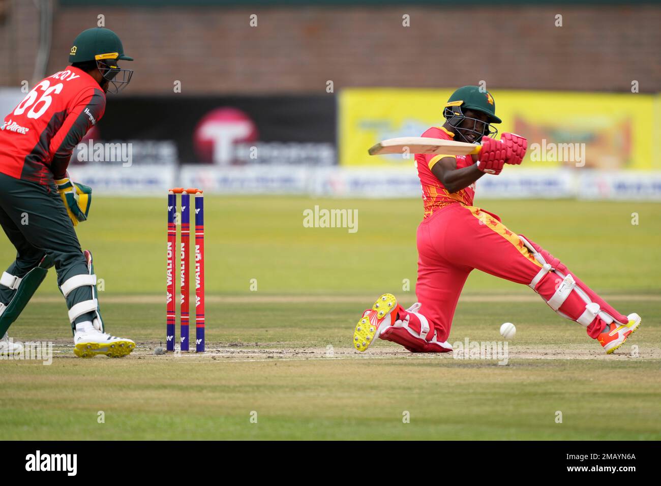 Zimbabwe batsman Luke Jongwe in action on the final day of the T20 ...