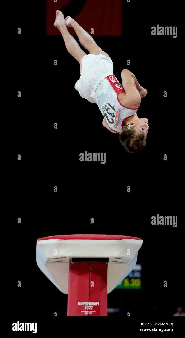 Felix Dolci of Team Canada competes during the Men's Vault finals at ...