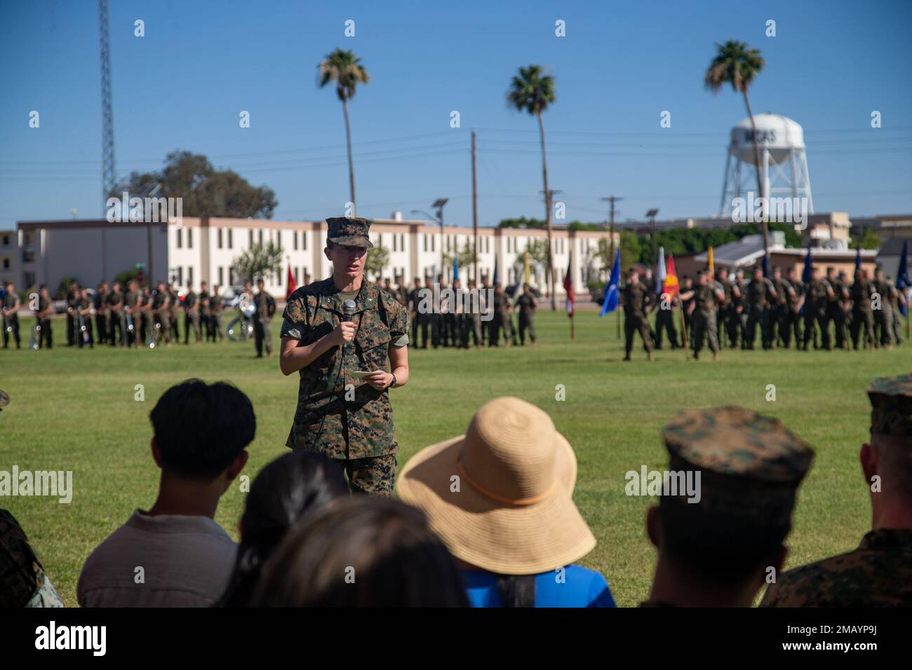 U.S. Marine Corps Lt. Col. Andrea Barron, outgoing commanding officer ...