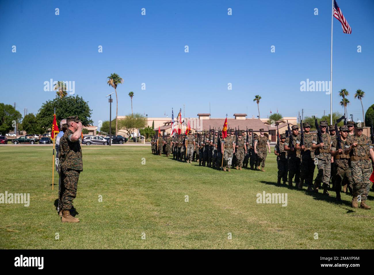U.S. Marine Corps Lt. Col. Benjamin Kiley, commanding officer, and Lt ...