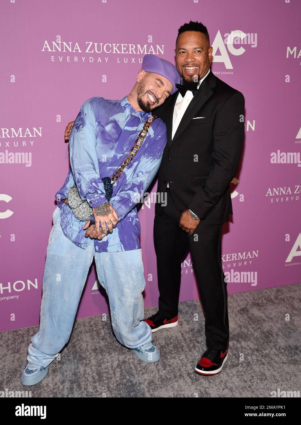 Honoree J Balvin, left, and Reggie Saunders attend the Accessories ...