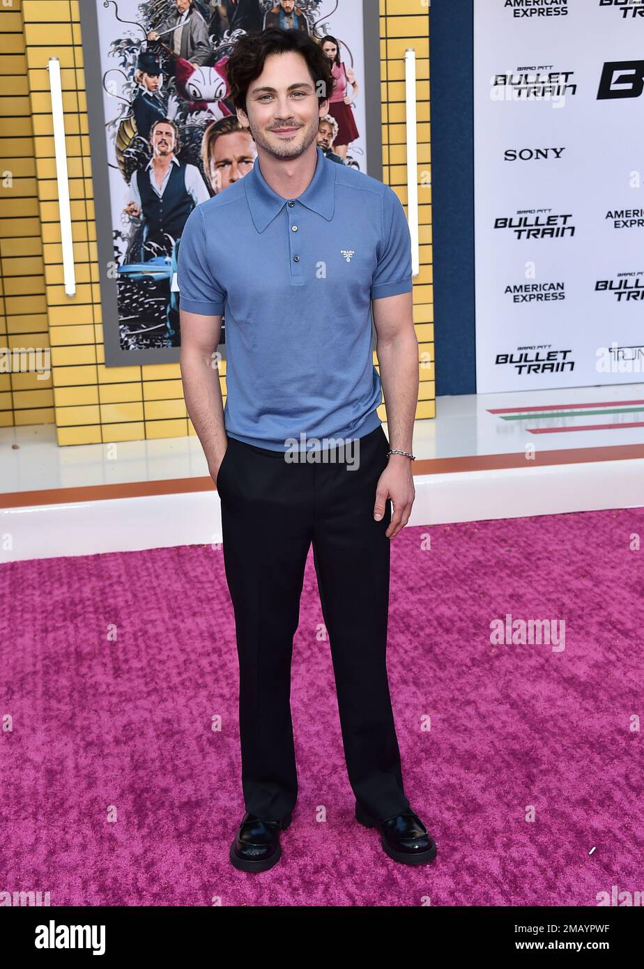 Logan Lerman arrives at the premiere of "Bullet Train" on Monday, Aug ...