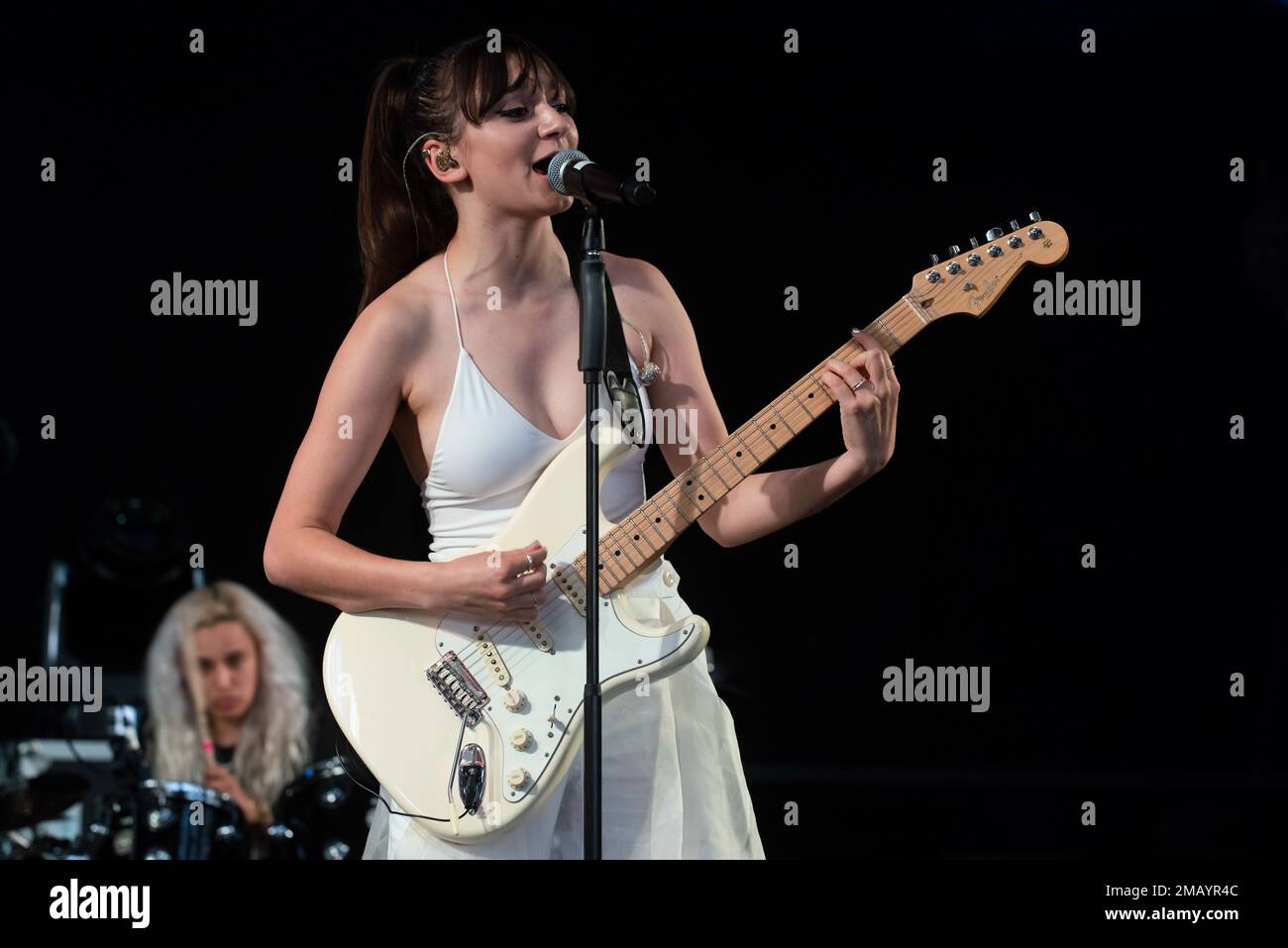 Daya, a singer with the Armed Forces Entertainment, performs for a live ...