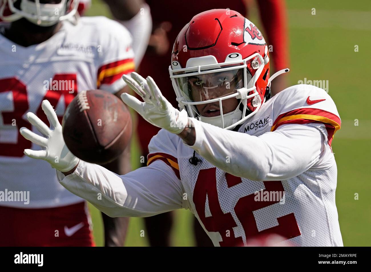 Kansas City Chiefs defensive back Devon Key catches a ball during NFL ...