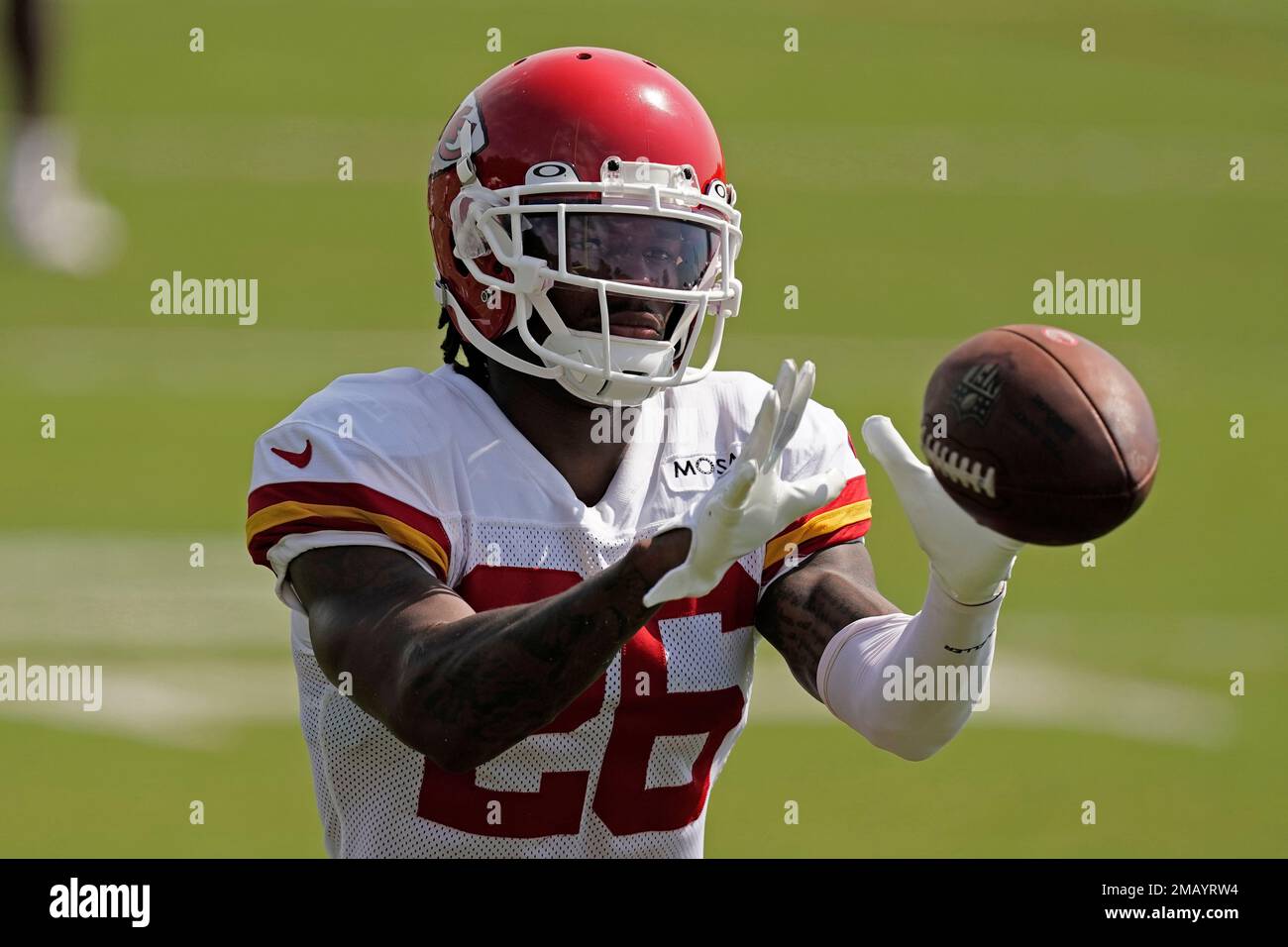 Kansas City Chiefs defensive back Deon Bush catches a ball during NFL ...