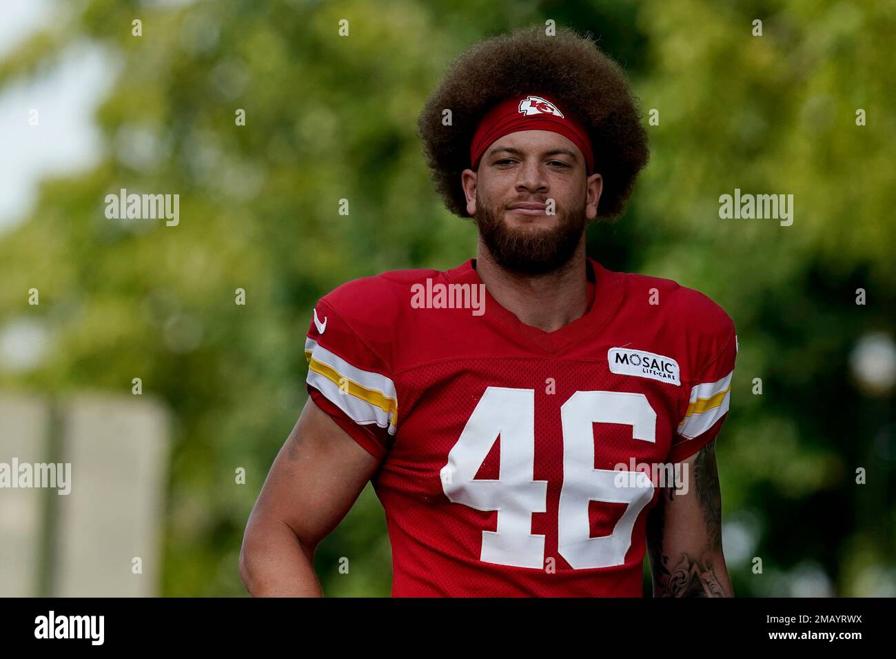 Kansas City Chiefs tight end Jordan Franks arrives at NFL football ...