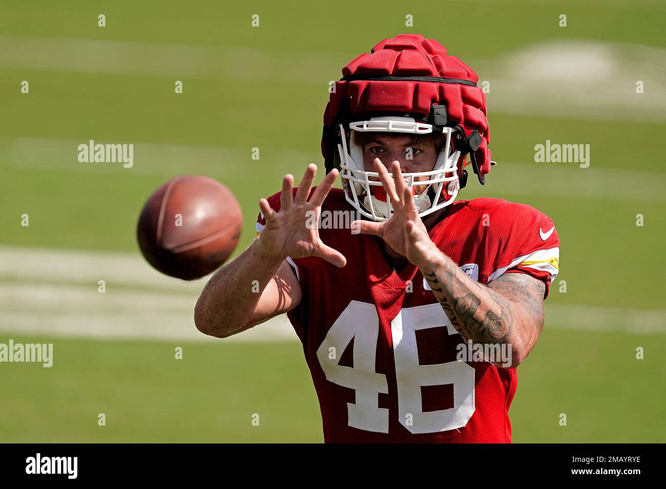 Kansas City Chiefs tight end Jordan Franks catches a ball during NFL ...