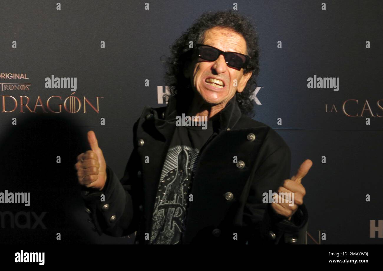 Mexican rocker Alex Lora poses for a photo during the red carpet event ...