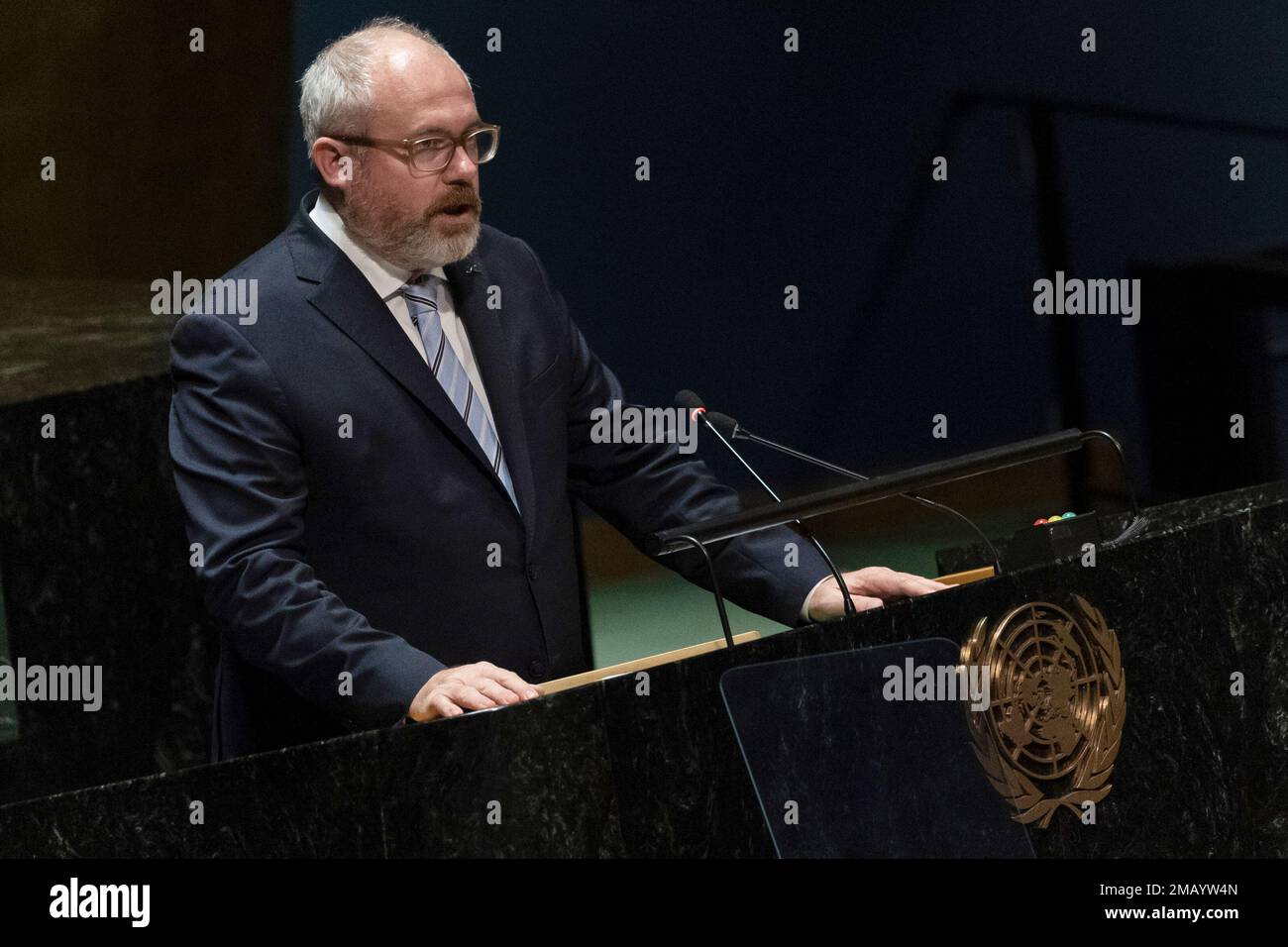 Australia's Assistant Minister for Trade Tim Ayres addresses the 2022 ...