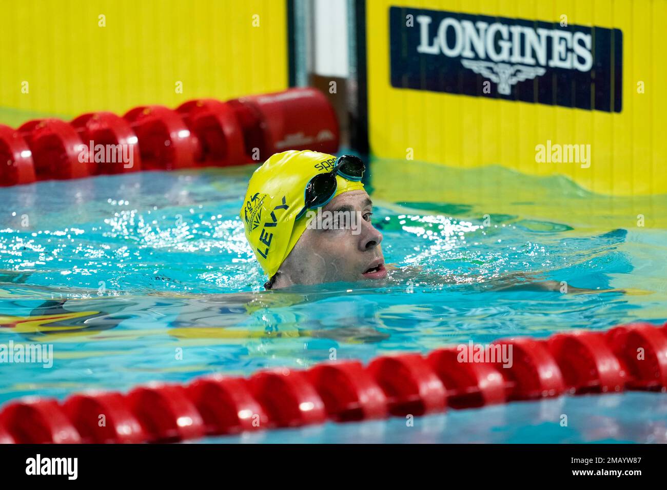 Matthew Levy of Australia leaves the pool after winning the gold medal ...
