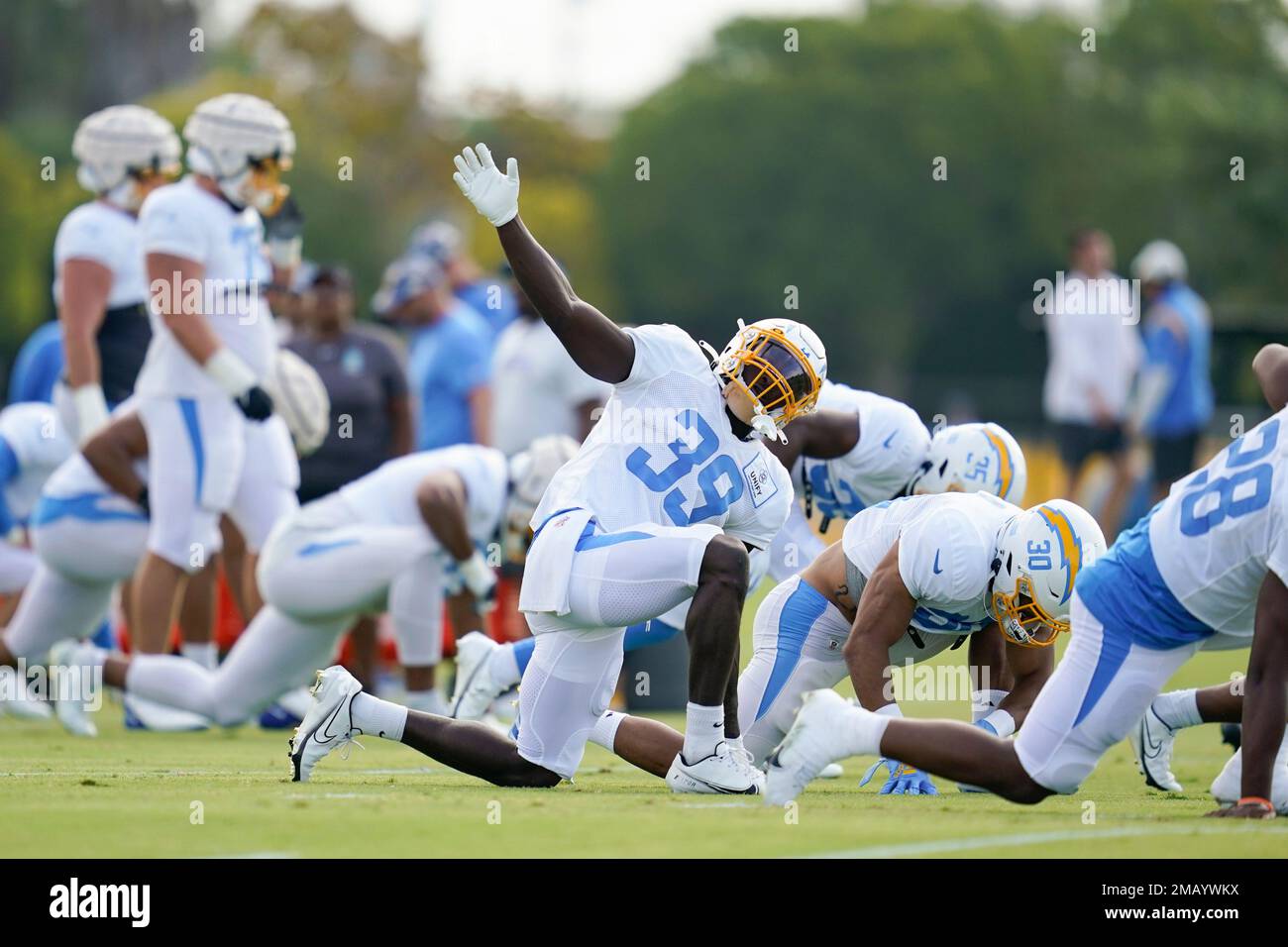 Los Angeles Chargers running back Kevin Marks Jr. (39) and other ...