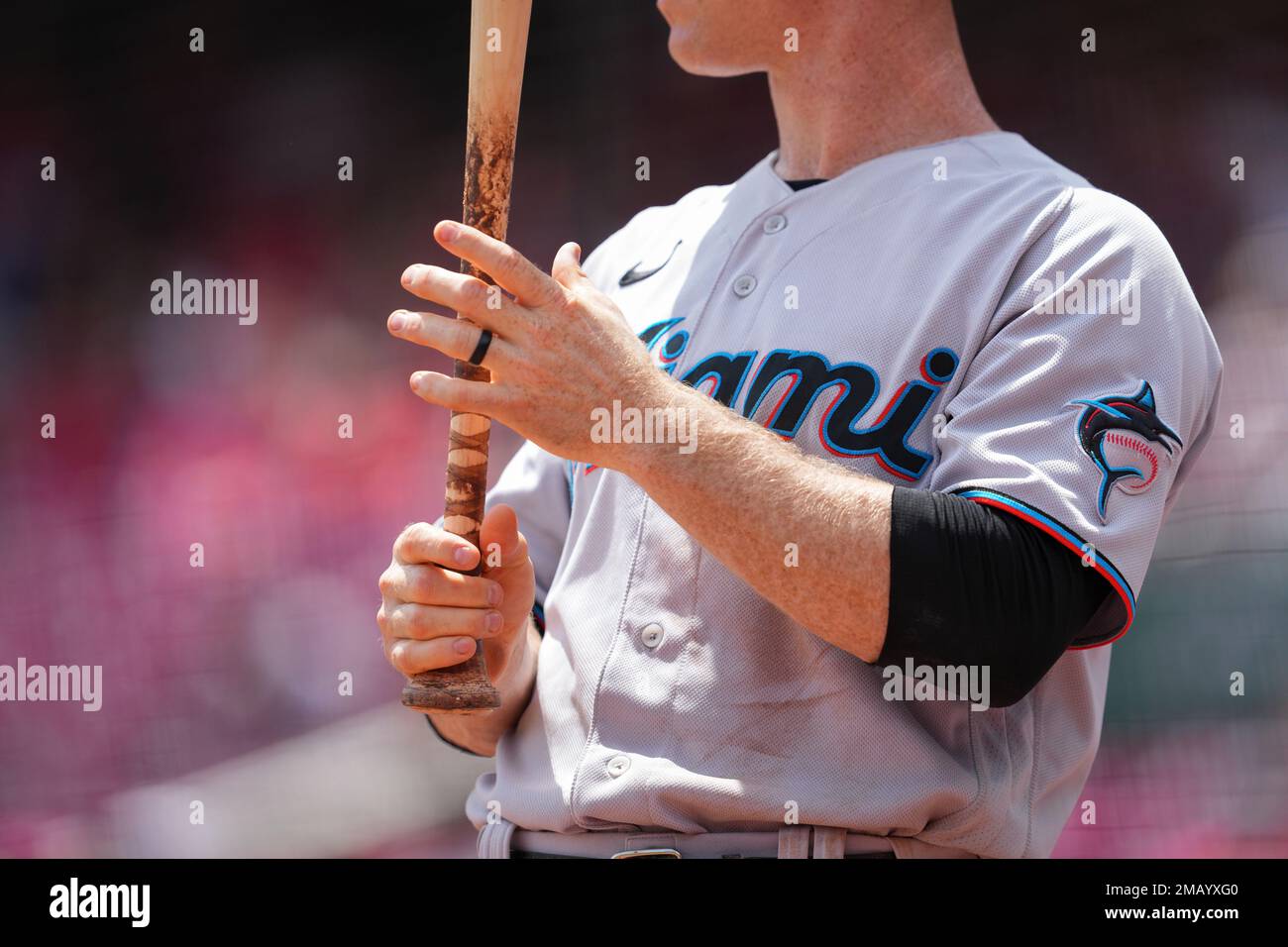 Miami Marlins' Joey Wendle (18) plays during a baseball game against ...