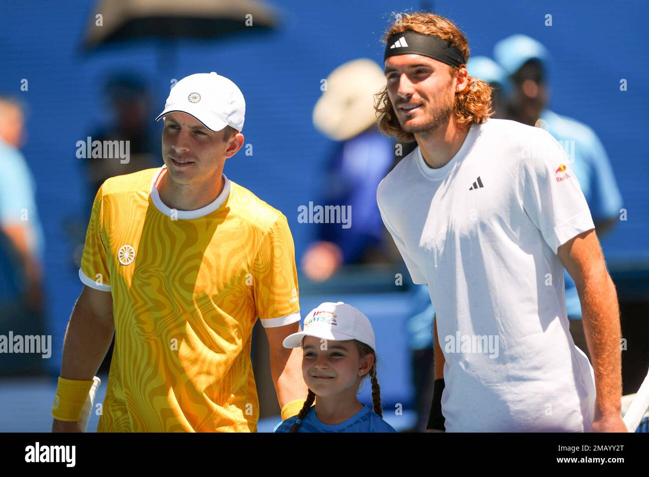 MELBOURNE, AUSTRALIA - JANUARY 20: Tallon Griekspoor of the Netherlands and Stefanos Tsitsipas ...