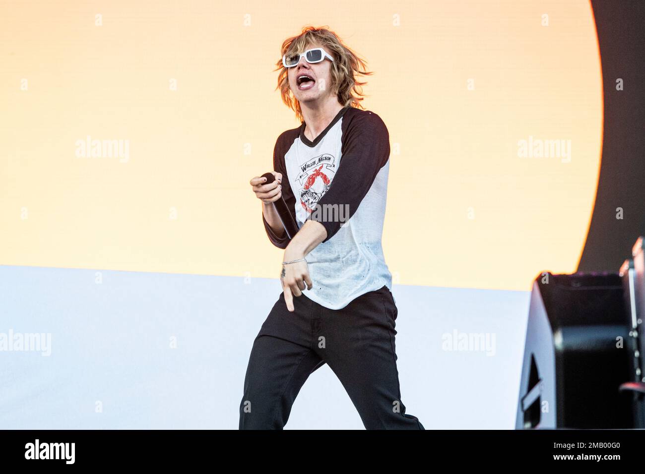 The Kid Laroi performs on day four of the Lollapalooza Music Festival ...