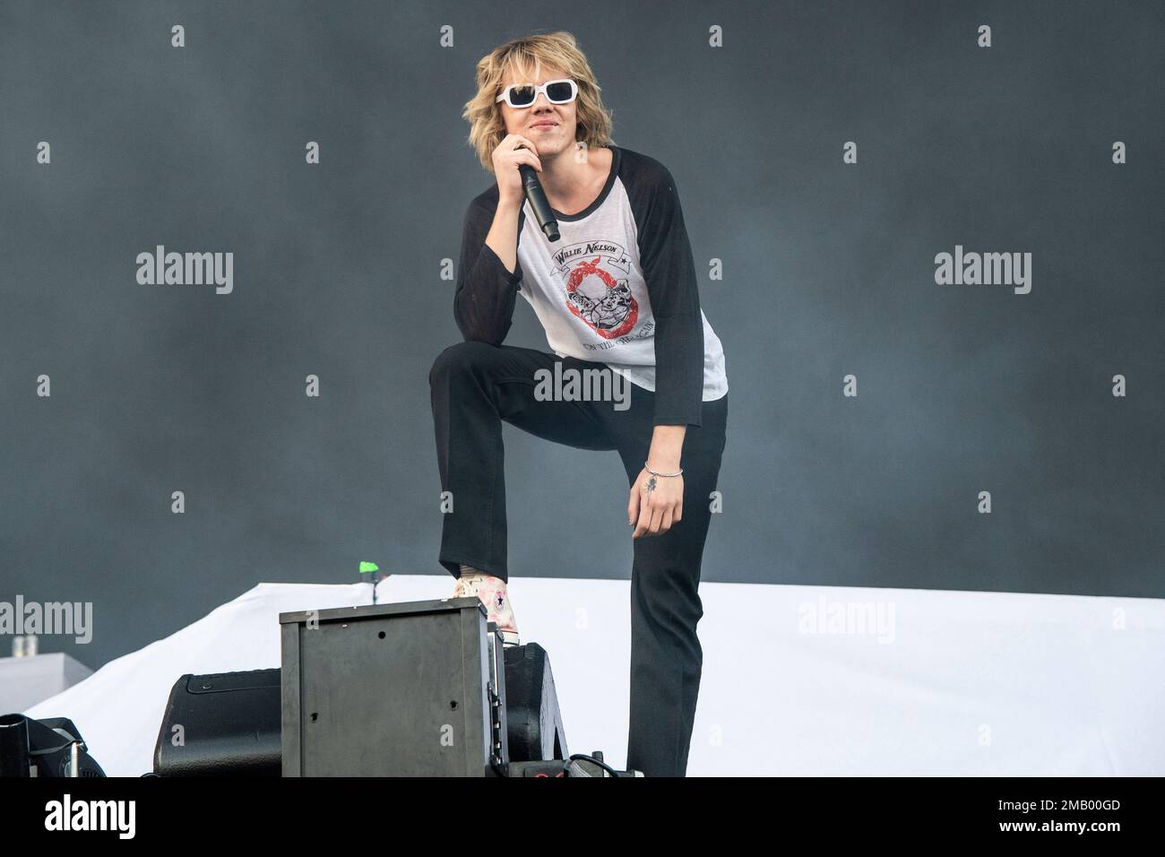 The Kid Laroi performs on day four of the Lollapalooza Music Festival ...